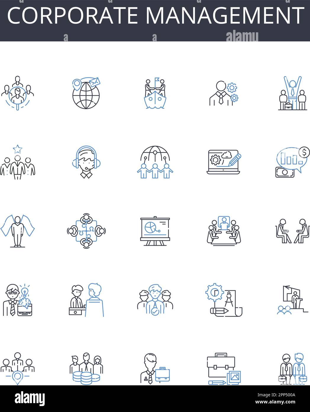 Corporate Management line icons collection. Executive Leadership ... Corporate Management line icons collection. Executive Leadership ...
