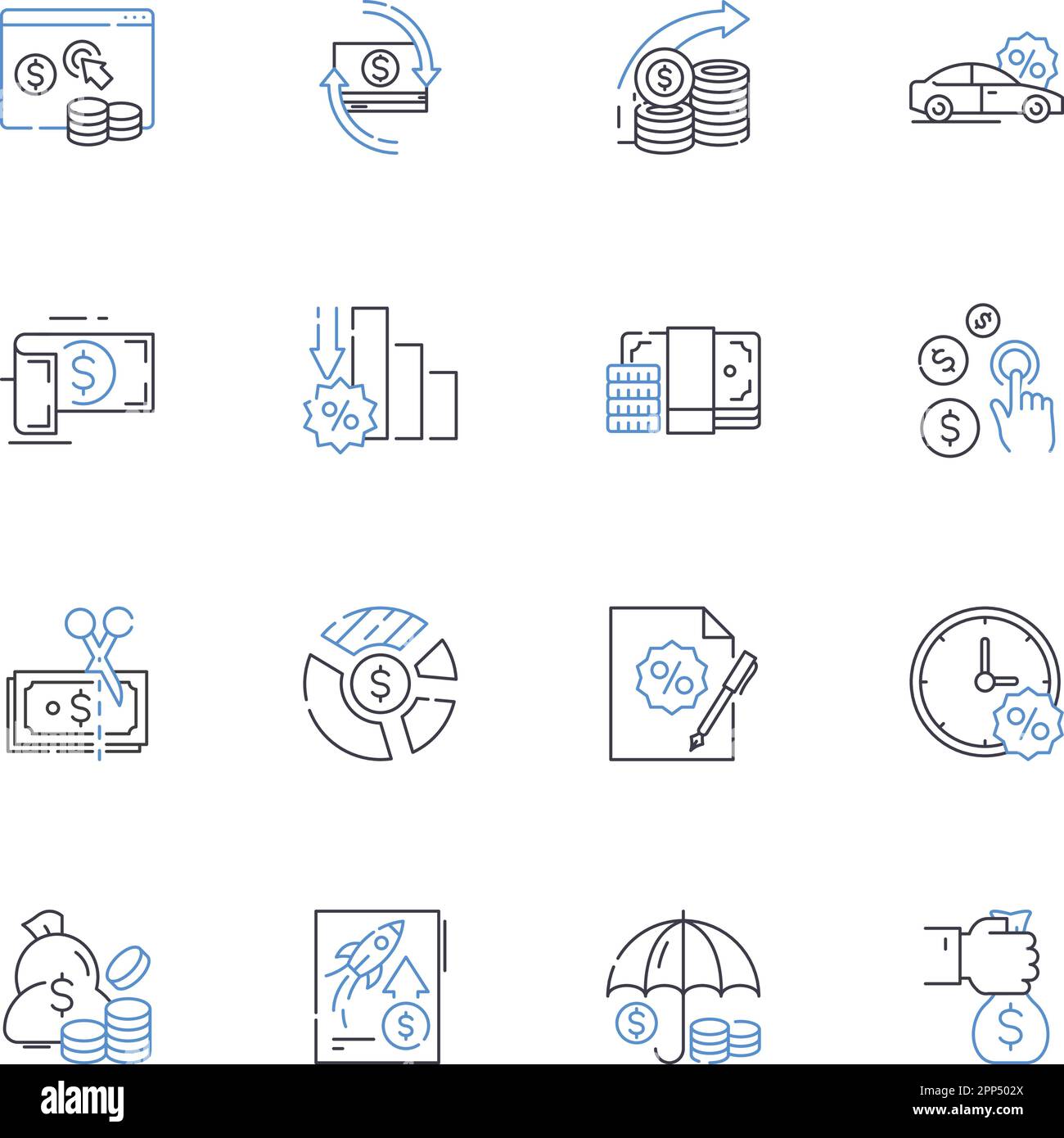 Profit pathway line icons collection. Revenue , Income , Sales ...