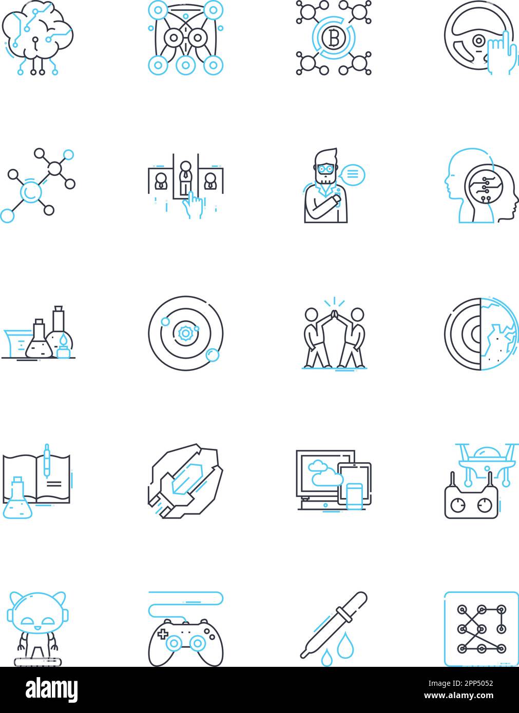 Computer Software Linear Icons Set Code Program Application Algorithm Interface Platform