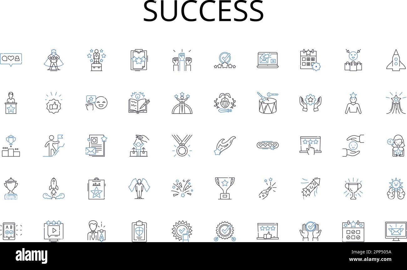 Success line icons collection. Autonomy, Freelance, Self-employment ...