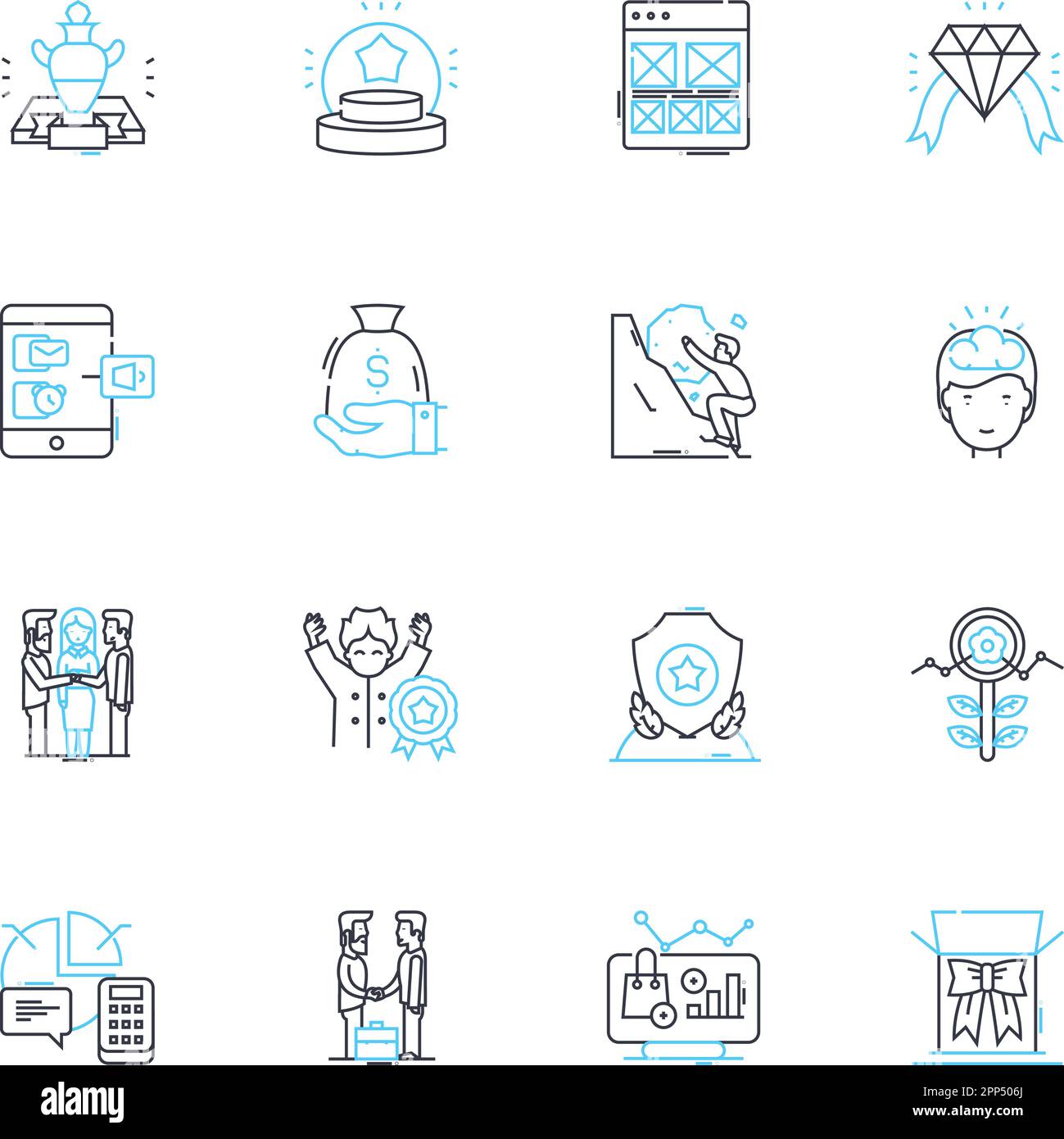Communication strategy linear icons set. Messaging, Engagement ...