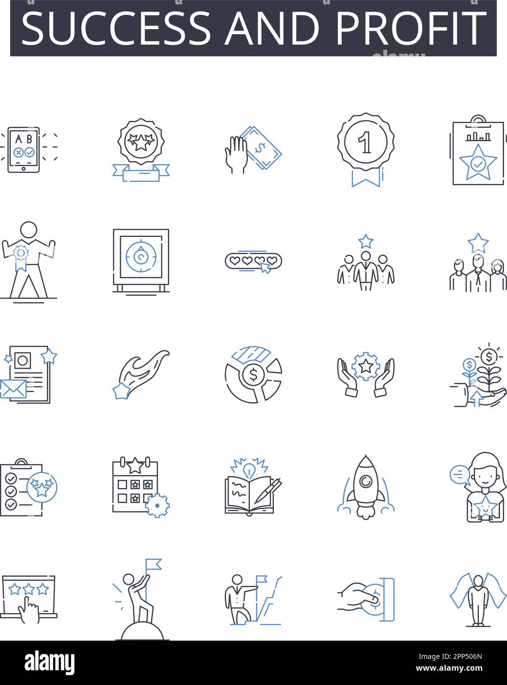 Success and profit line icons collection. Achievement, Gain, Prosperity ...