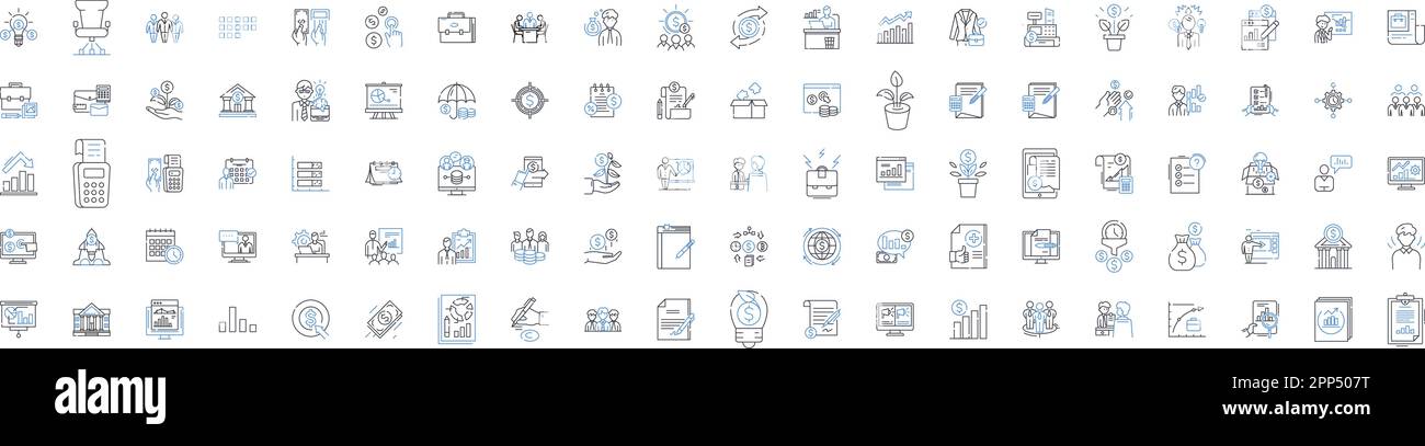 Market Analytics Line Icons Collection Predictive Optimization