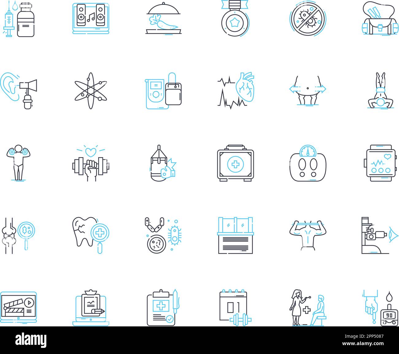 Patient care linear icons set. Compassion, Empathy, Respect, Quality ...