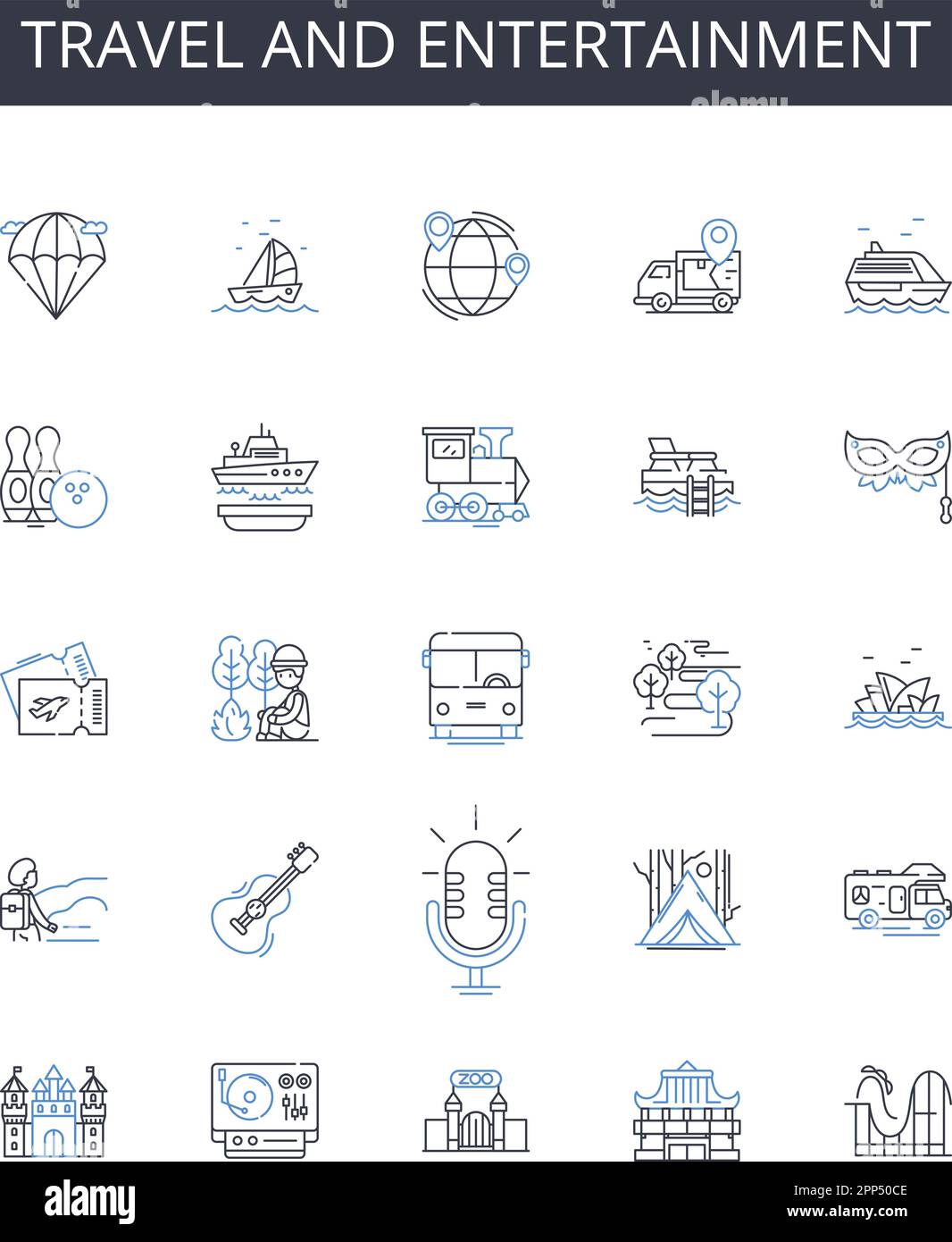 Travel and entertainment line icons collection. Journey, Excursion ...