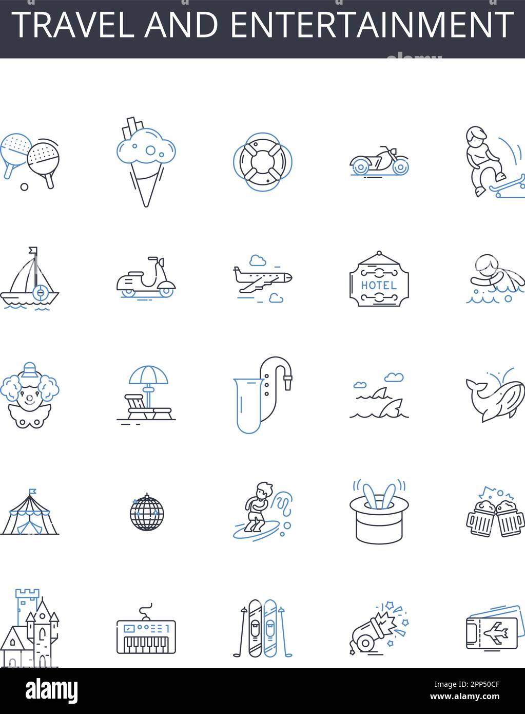 Travel and entertainment line icons collection. Journey, Excursion ...