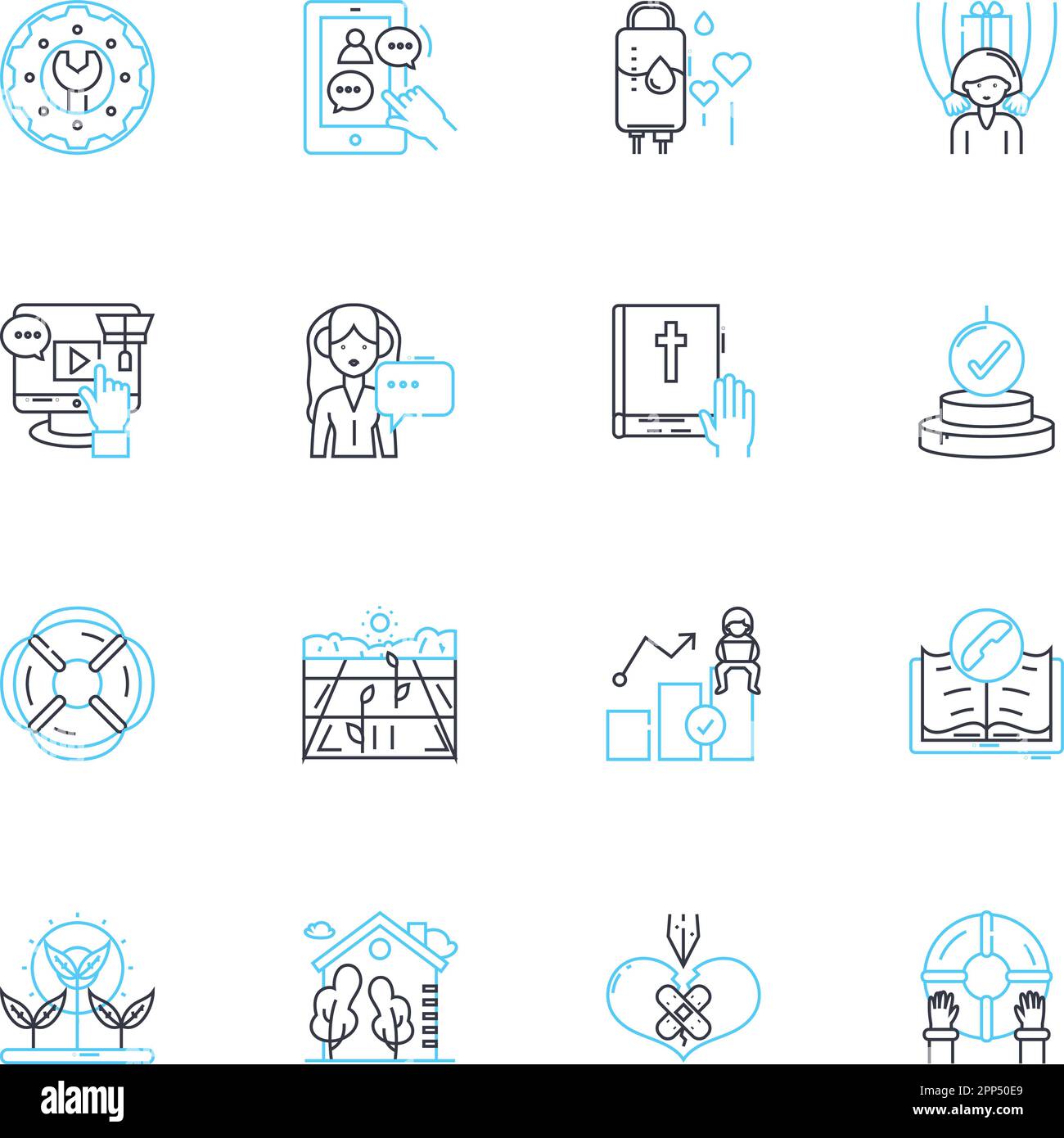 Work-Life linear icons set. Balance, Priorities, Stress, Productivity ...