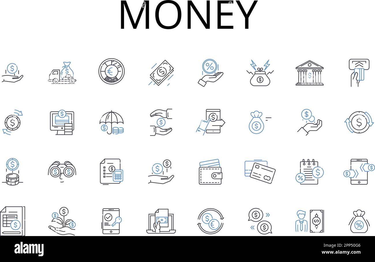 Money line icons collection. Wealth, Currency, Cash, Dough, Bucks ...