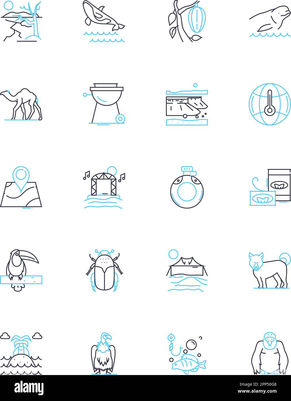 Habitat system linear icons set. Ecosystem, Biosphere, Habitat ...