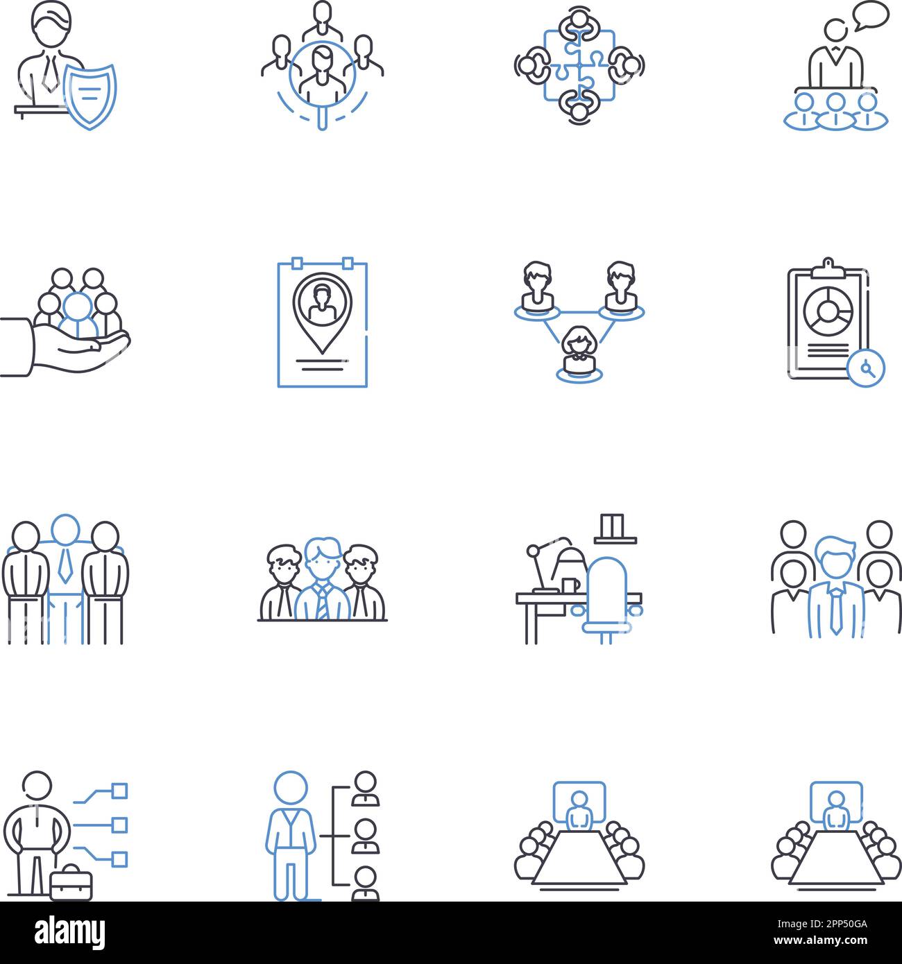 Conducting colleagues line icons collection. Leadership, Collaboration ...