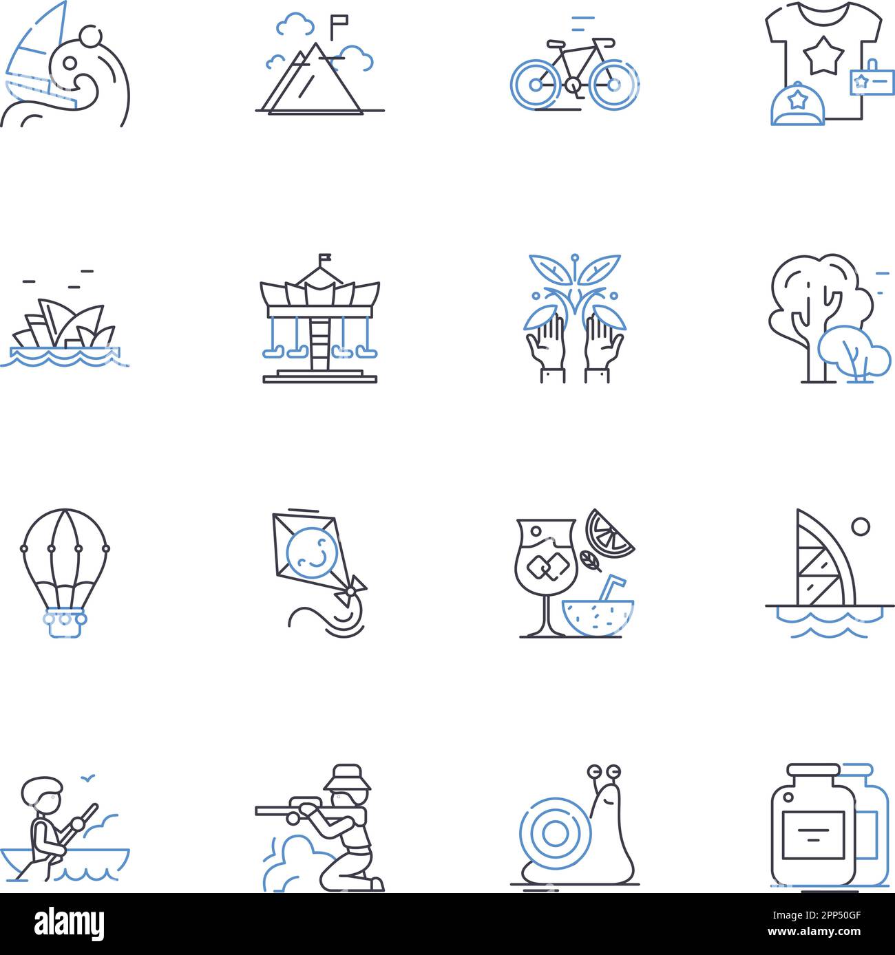 Fun season and recreation line icons collection. Summer, Beach ...