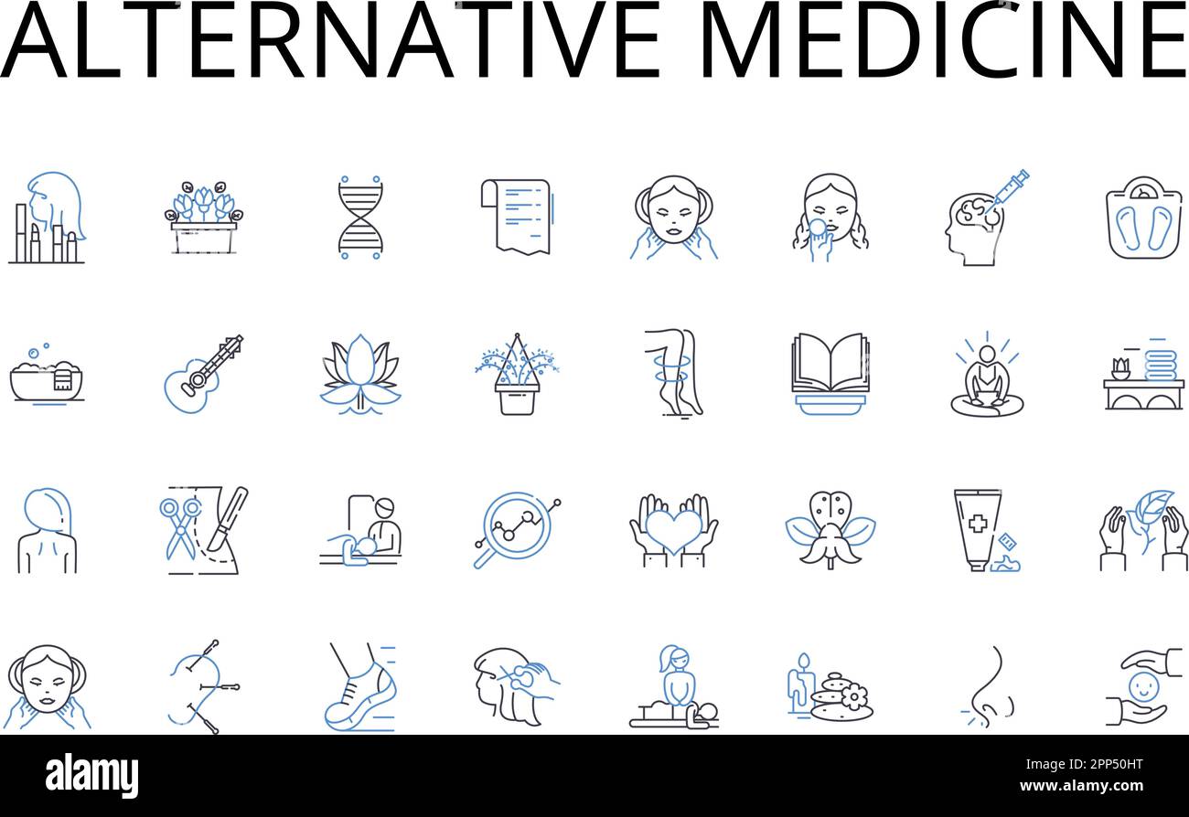 Alternative medicine line icons collection. Complementary medicine ...