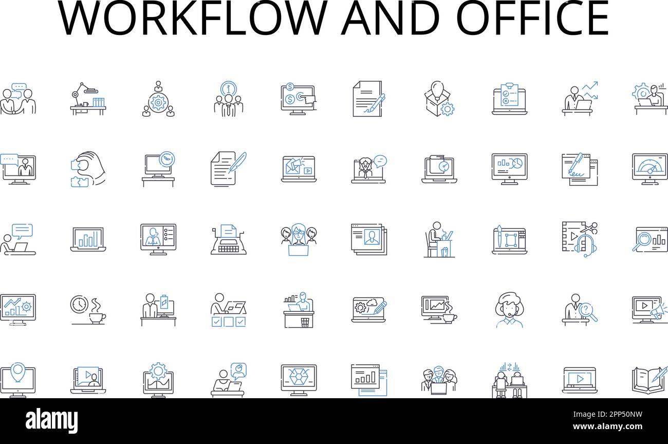 Workflow and office line icons collection. Luxury, Sophisticated ...