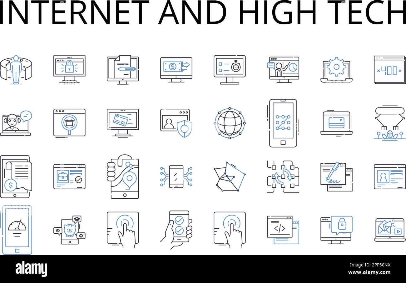 Internet And High Tech Line Icons Collection Cyberspace World Wide Web Digital Age Data