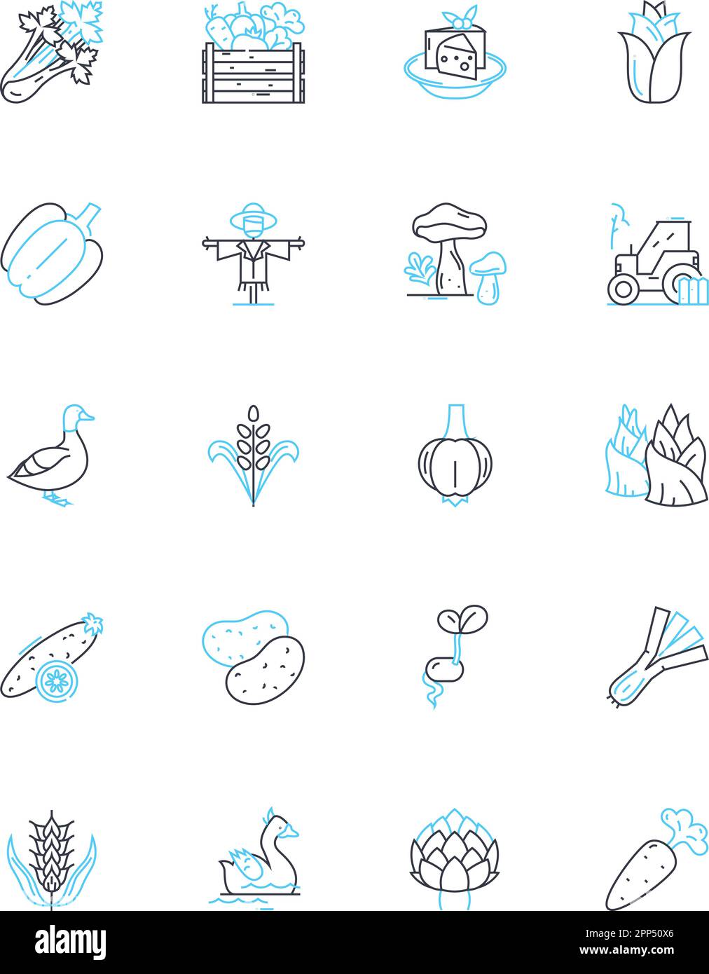 Agriculture Cultivation linear icons set. Farming, Cultivation, Harvest ...