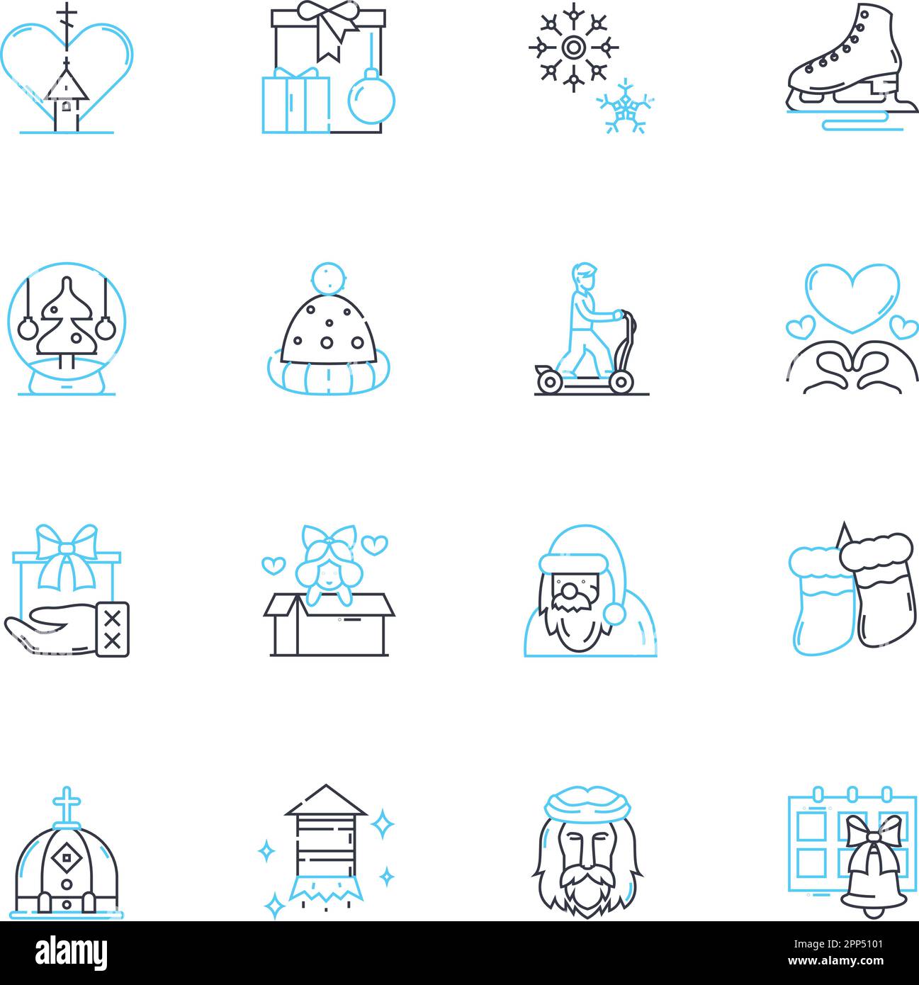 Festive season linear icons set. Celebration, Joy, Family, Happiness ...