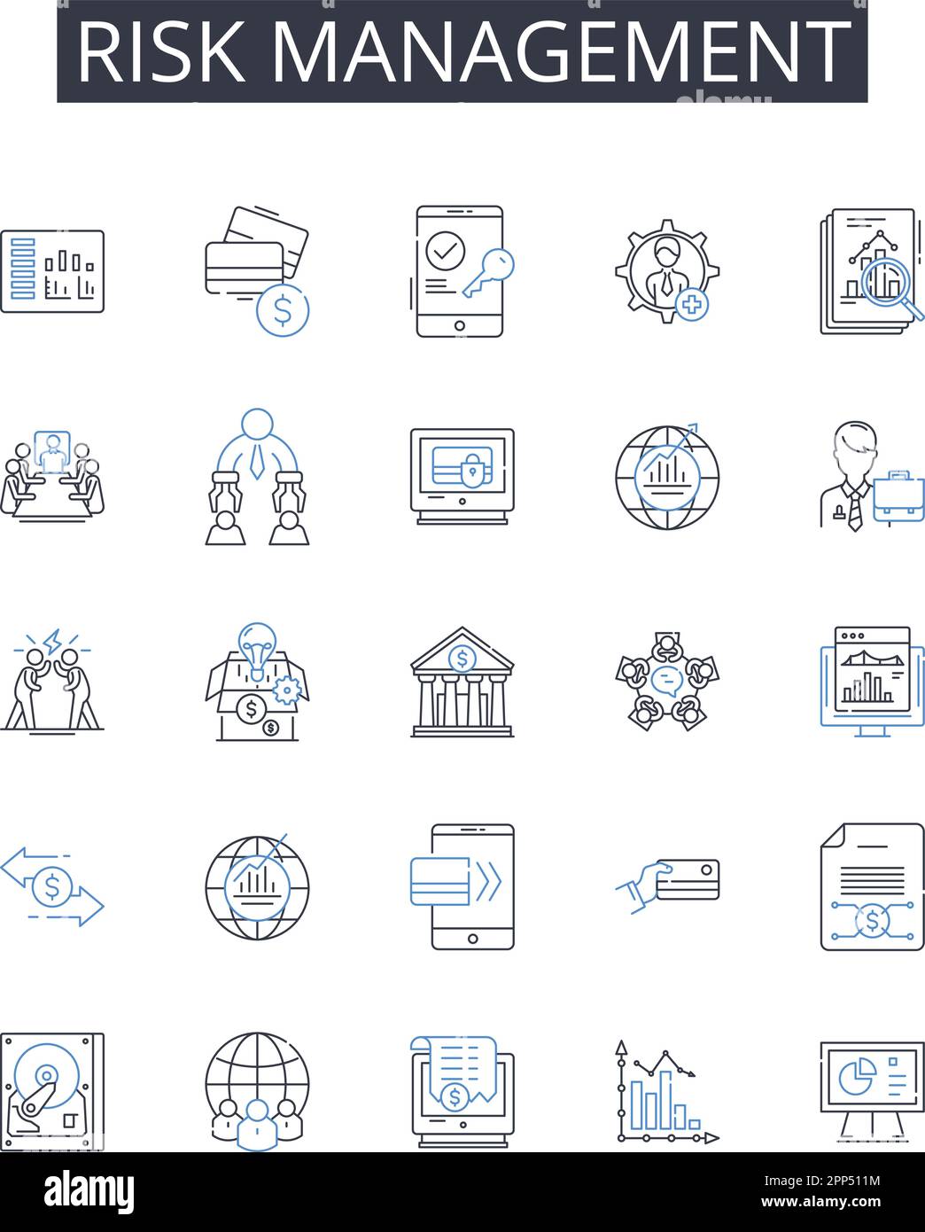 Risk management line icons collection. Time management, Project ... Risk management line icons collection. Time management, Project ...