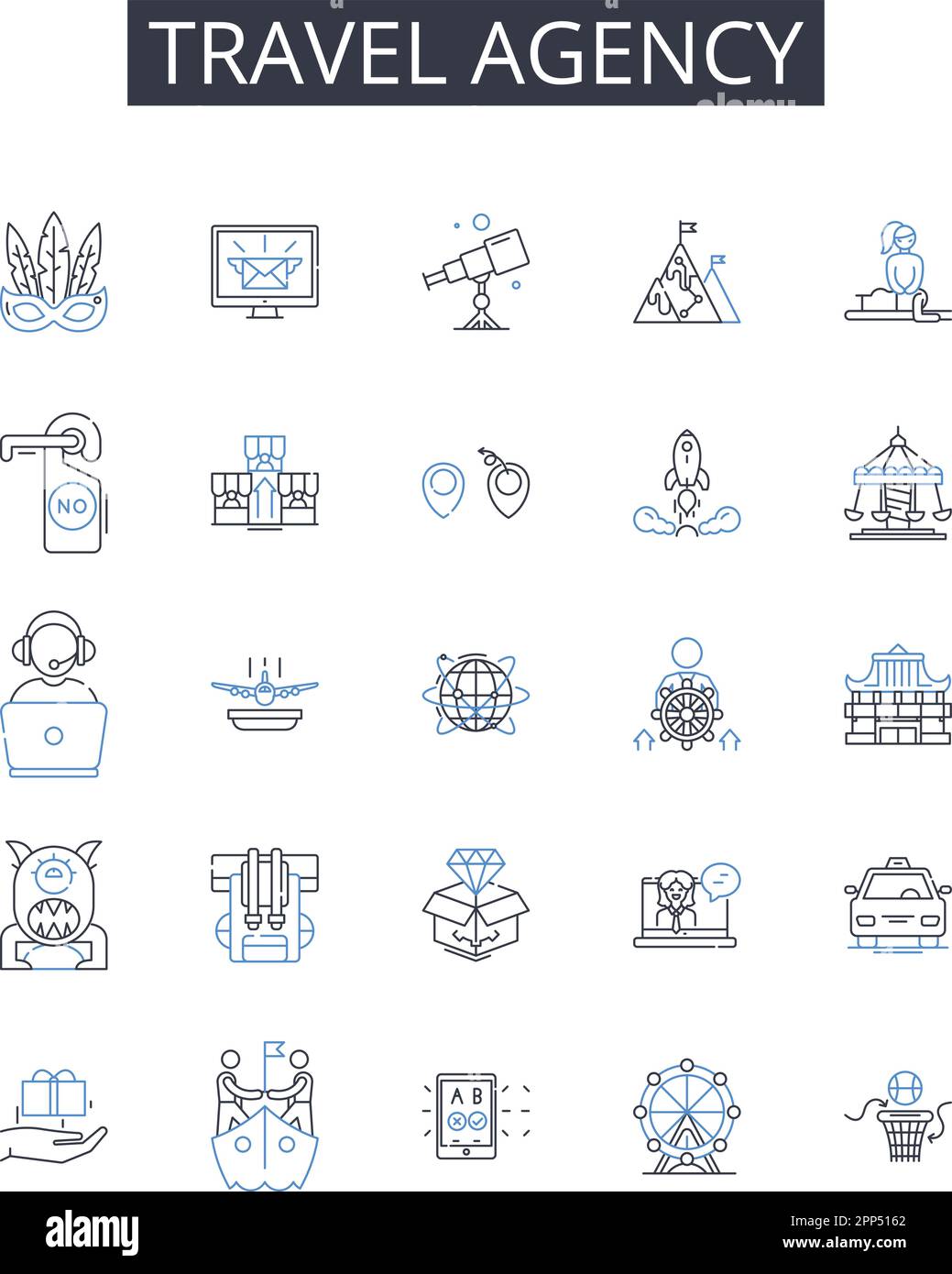 Travel agency line icons collection. Budgeting, Investment, Frugality ...