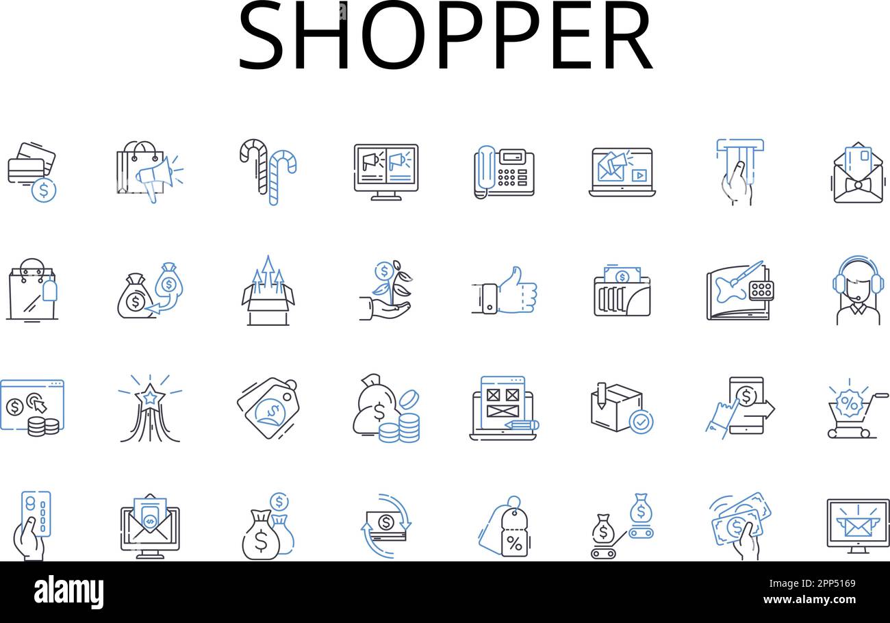 Shopper line icons collection. Consumer, Buyer, Customer, Patron ...