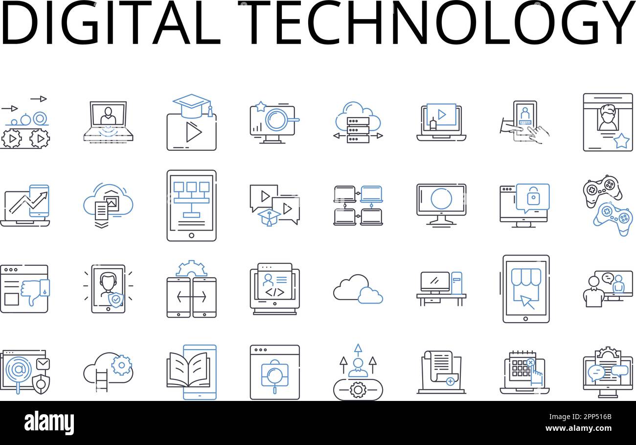 Digital technology line icons collection. Computer science, Internet technology ...