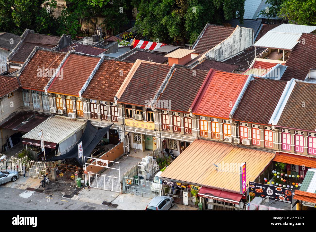 Elevated view of George Town, UNESCO Worls Heritage Site and capital city of Penang, Malaysia ...