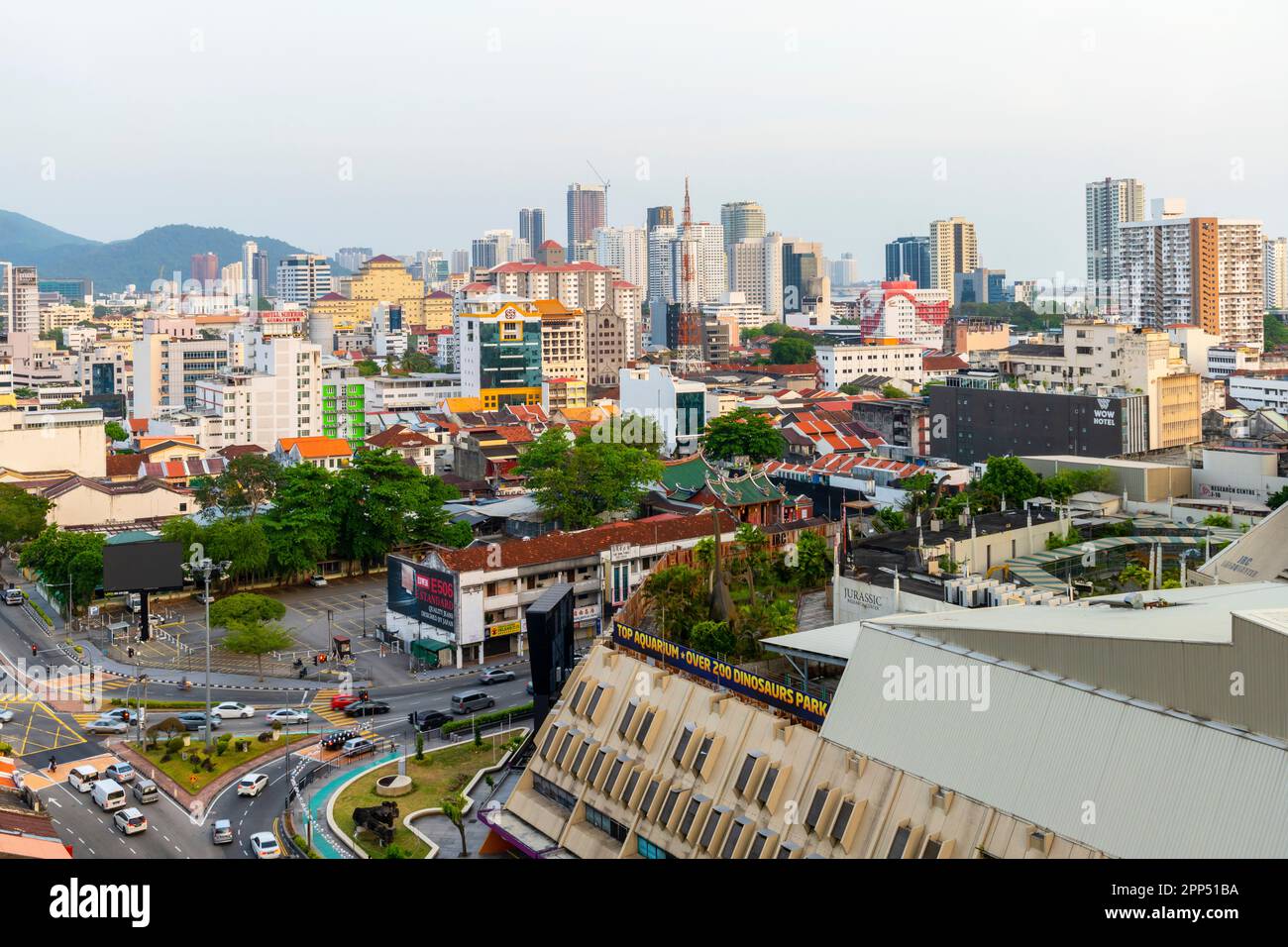 Elevated view of George Town, UNESCO Worls Heritage Site and capital city of Penang, Malaysia ...