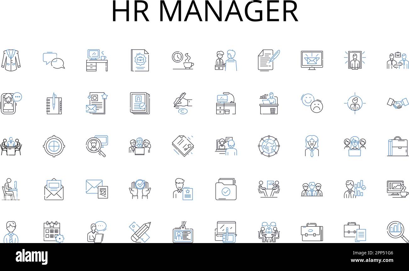 Hr manager line icons collection. Organization, Efficiency ...
