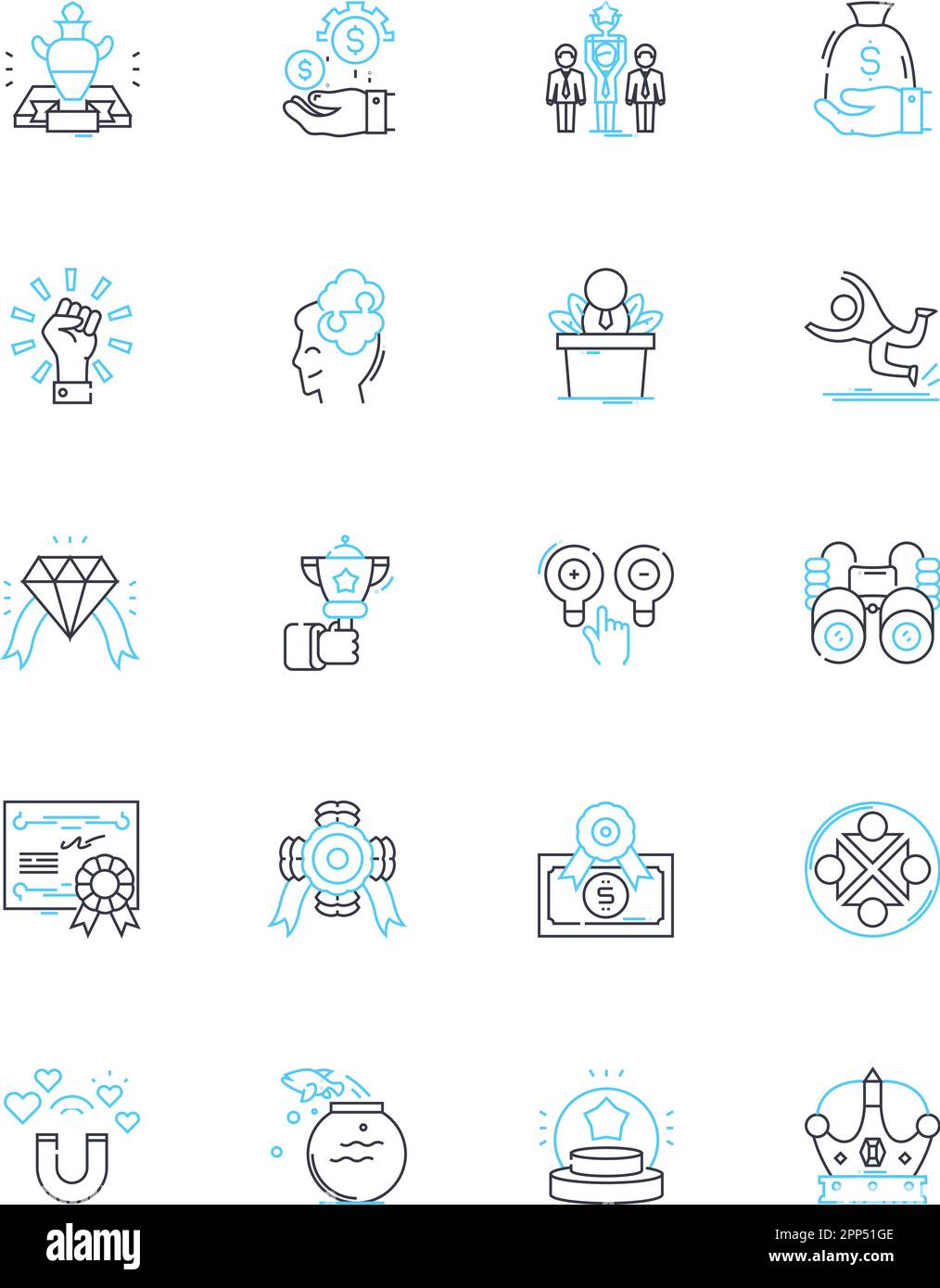 Life coaching linear icons set. Empowerment, Growth, Progress, Clarity ...