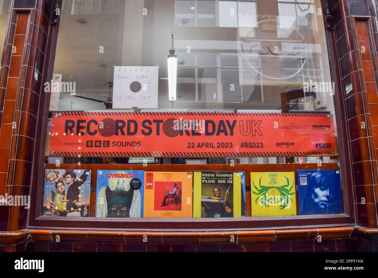 London, UK. 22nd April 2023. A sign at Sounds Of The Universe in Soho ...