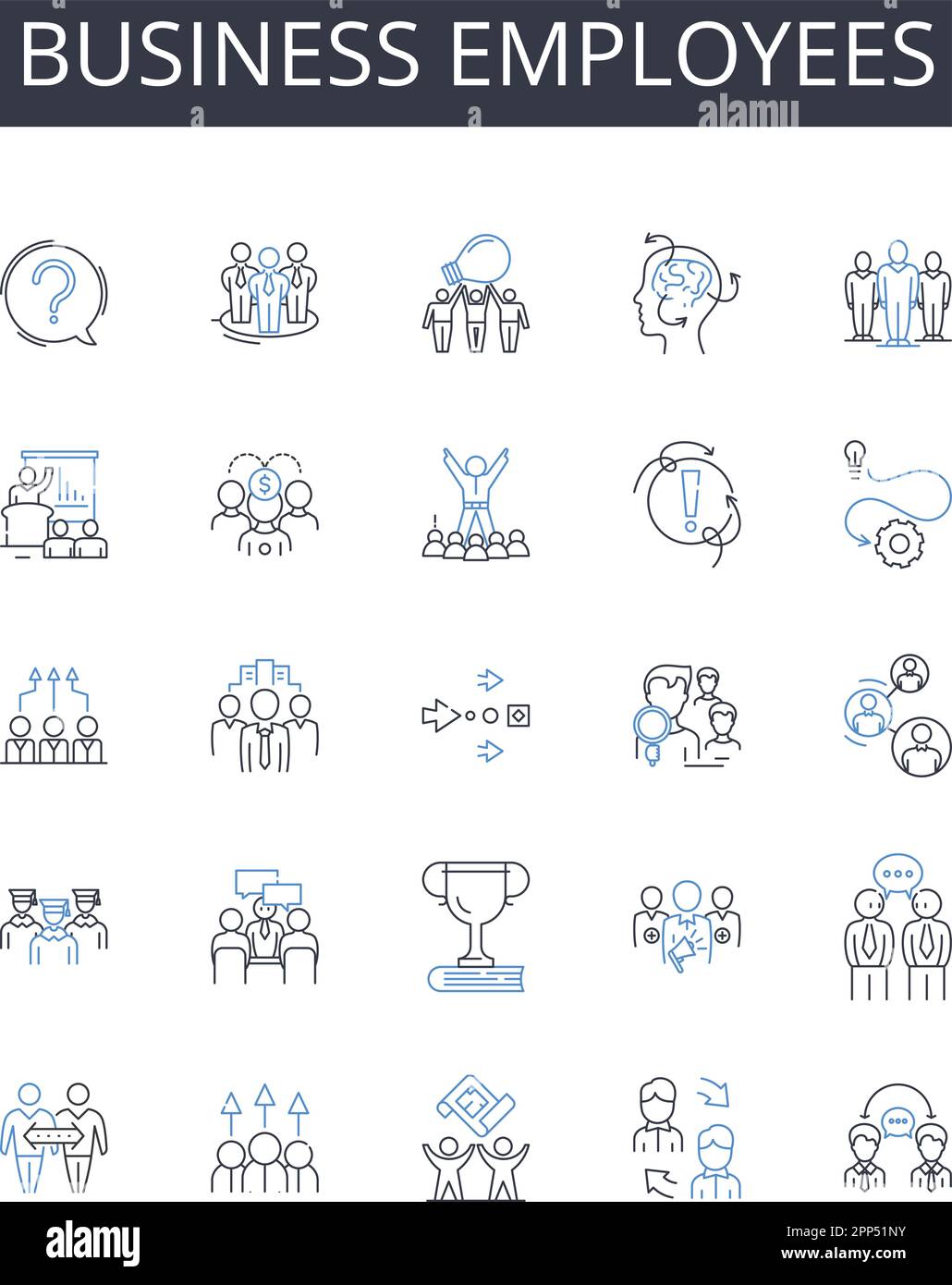 Business employees line icons collection. Workplace colleagues, Company ...