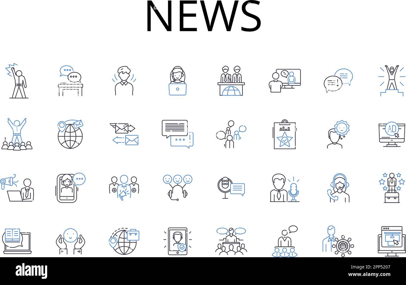 News line icons collection. Information, Intelligence, Update, Bulletin ...