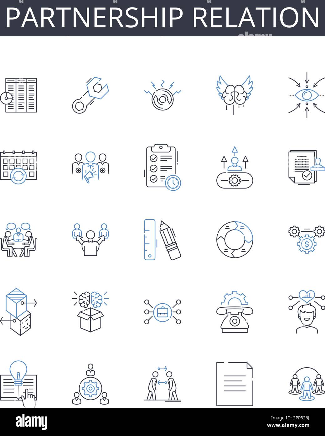 Partnership relation line icons collection. Business, Services, Shops ...