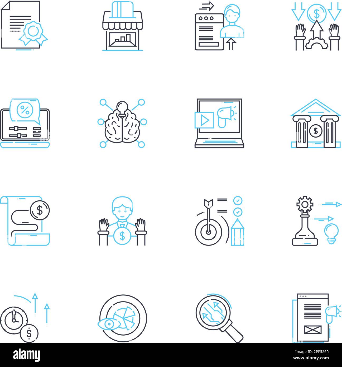Leadership development linear icons set. Empowerment, Influence, Accountability, Growth ...