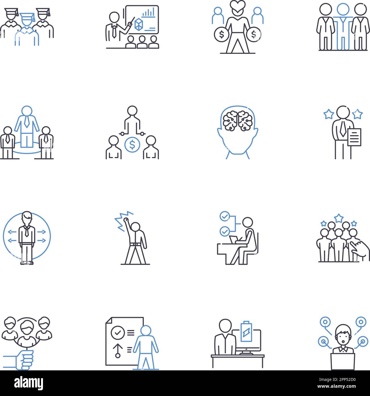 Gents' work line icons collection. Occupation, Productivity, Business ...