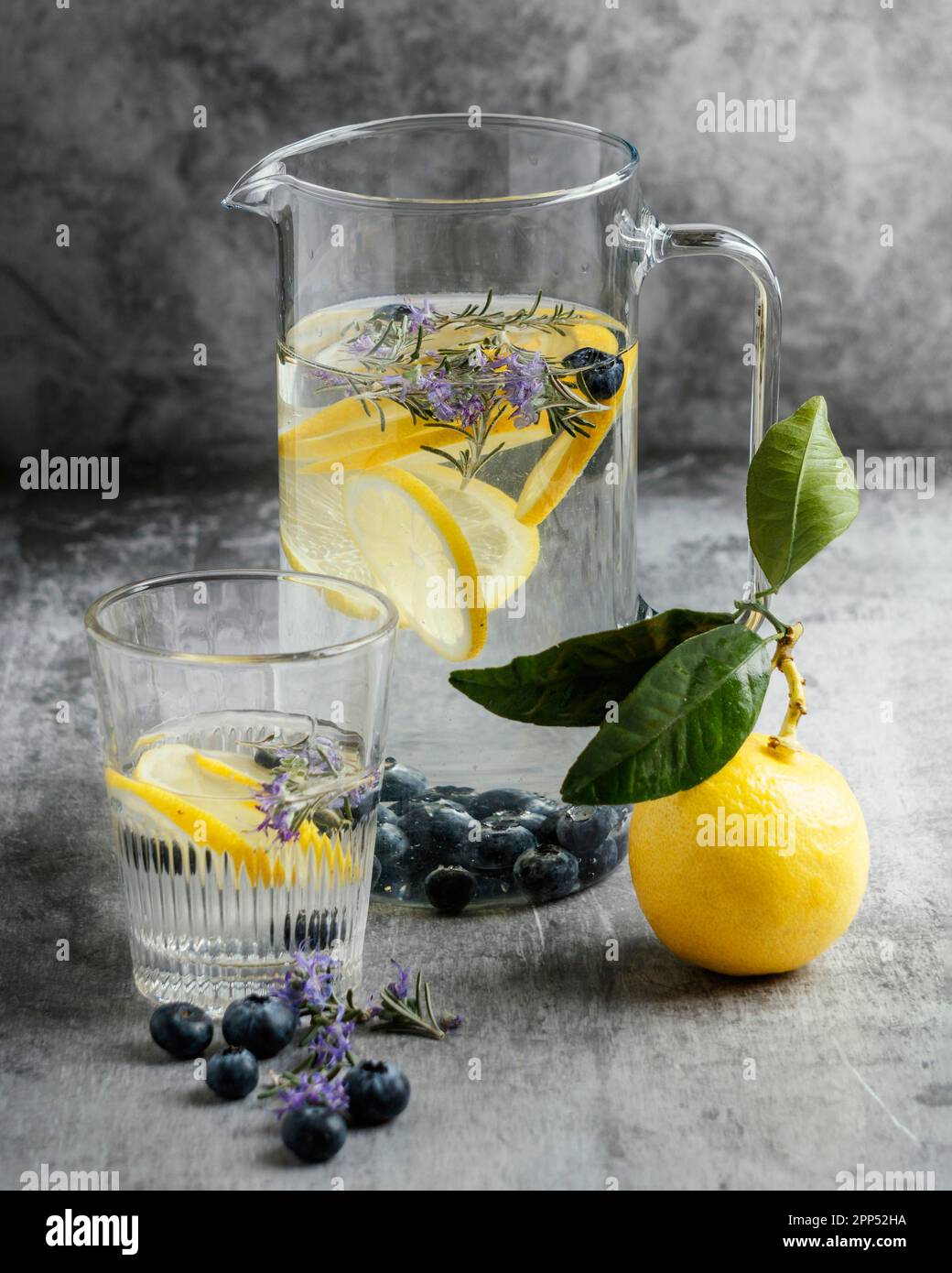 Healthy lemonade glass arrangement Stock Photo - Alamy