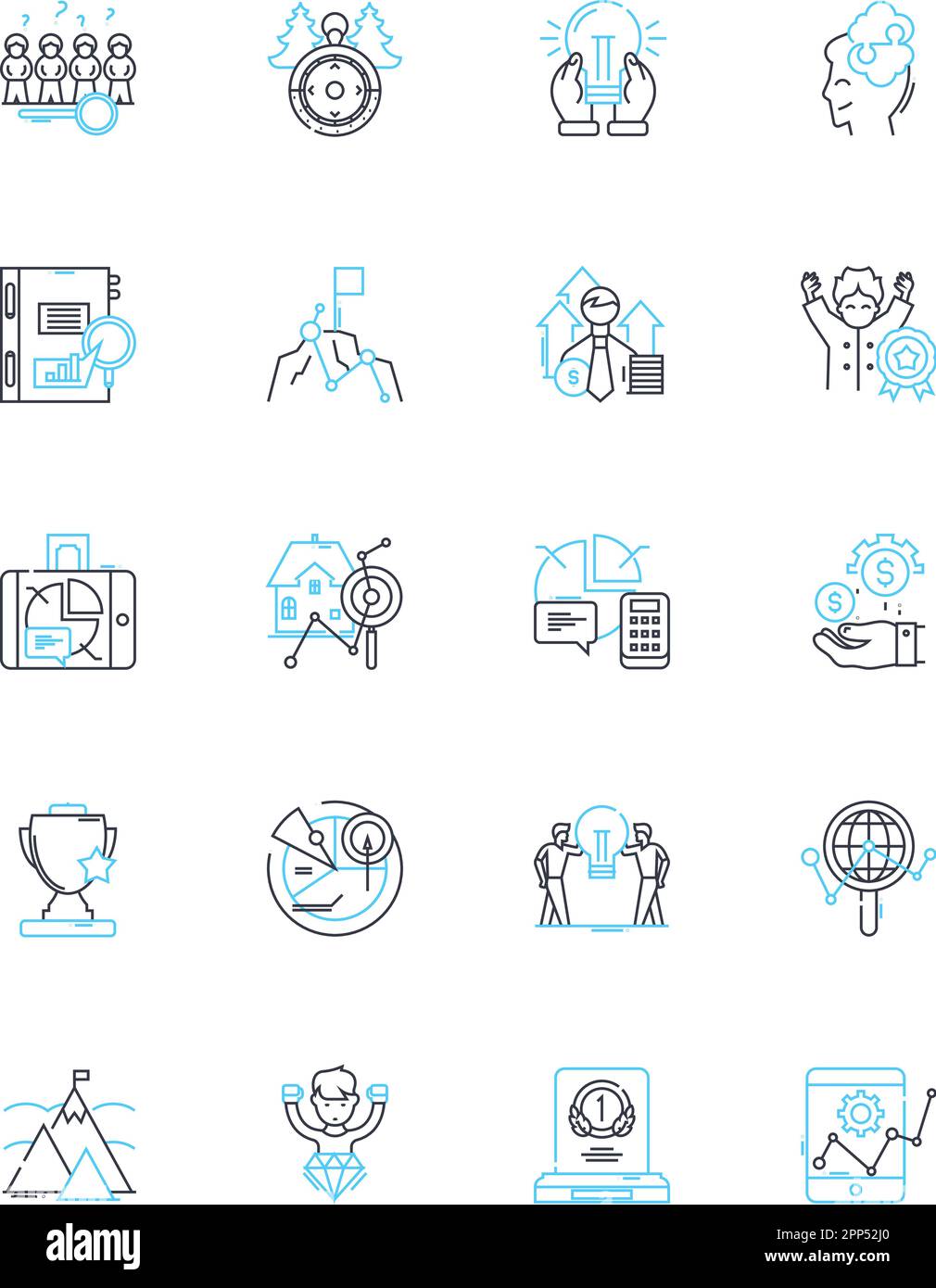 Cost analysis linear icons set. Budget, Expenses, Profitability ...