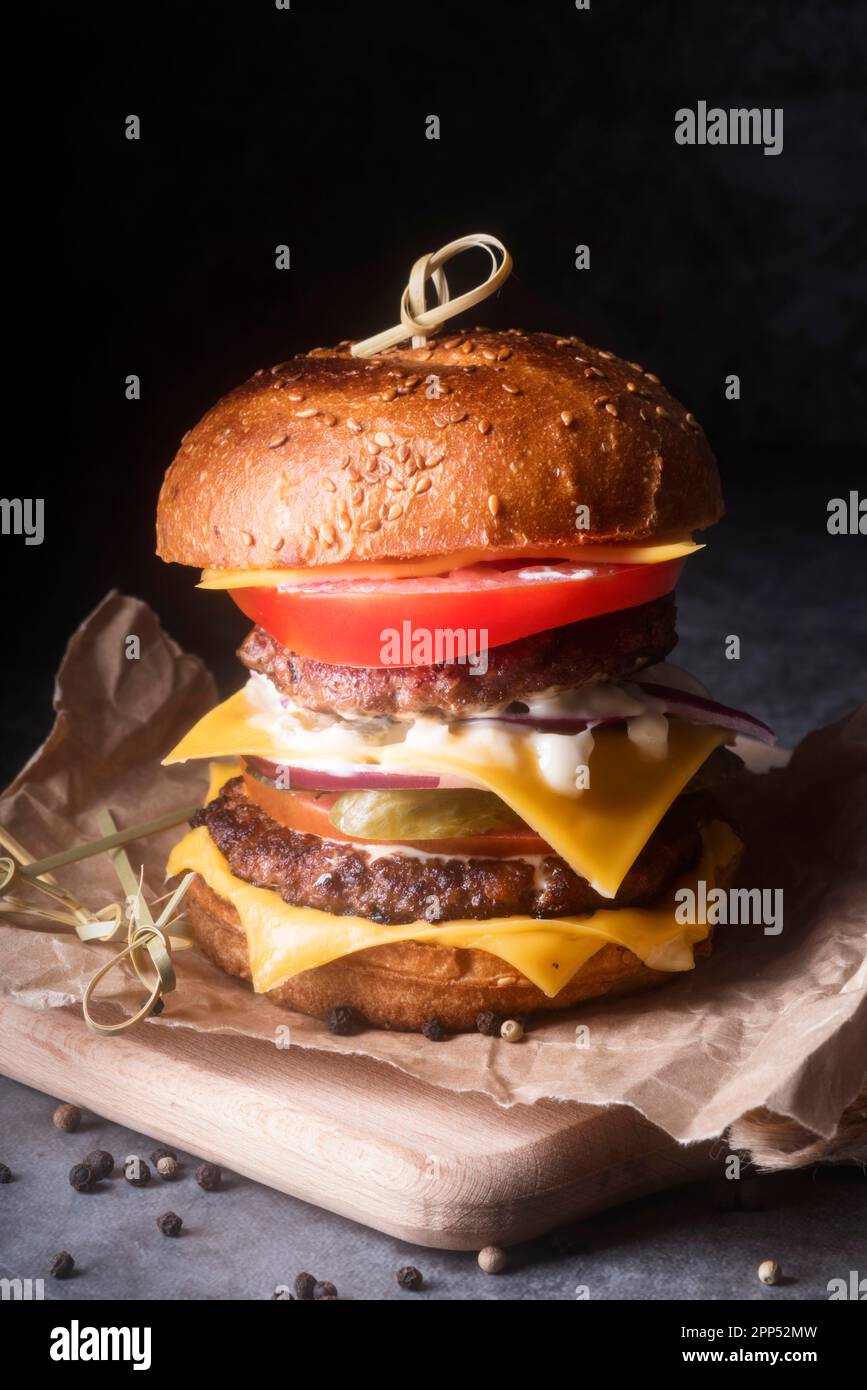 Front view hamburger menu assortment Stock Photo - Alamy
