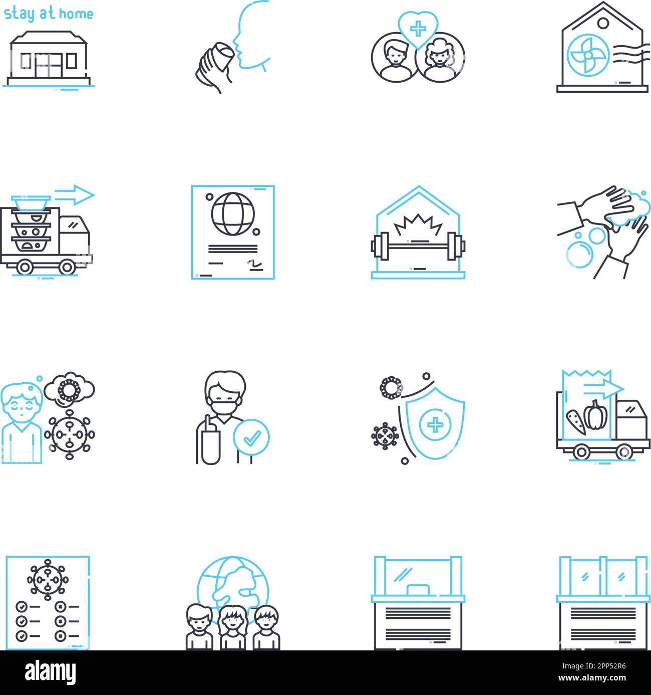 Virus spread linear icons set. Contagion, Infectious, Outbreak ...