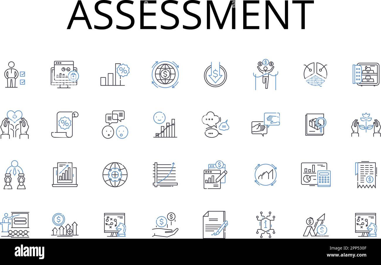 Assessment Line Icons Collection Appraisal Evaluation Analysis Estimate Judgment Review