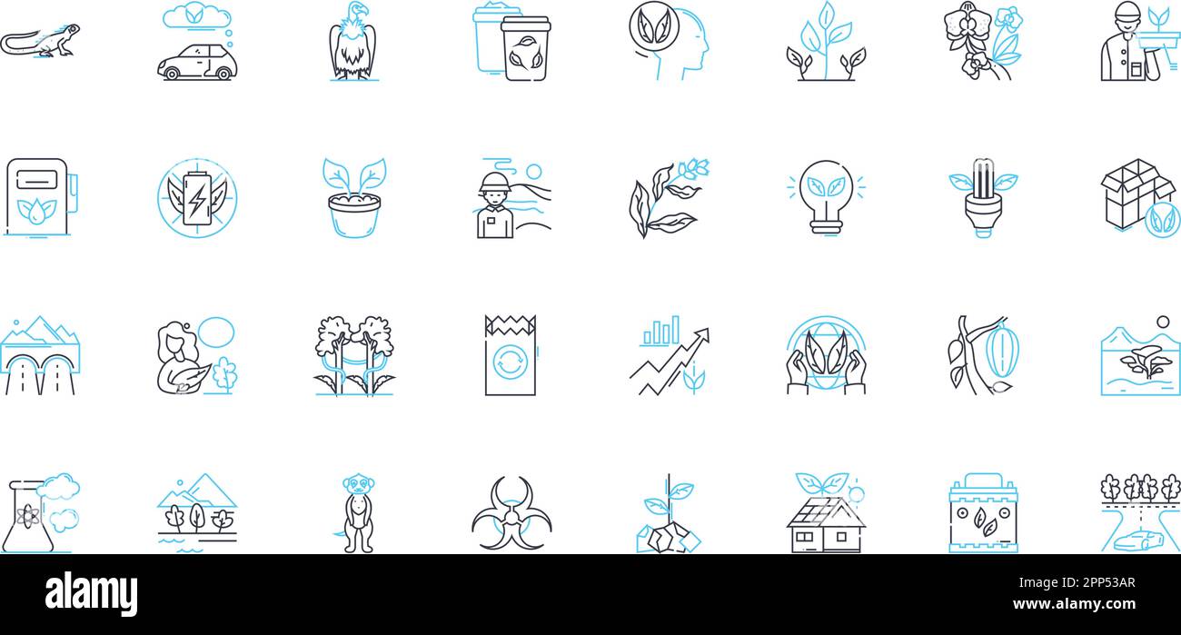 Foster sustainability linear icons set. Conservation, Preservation ...