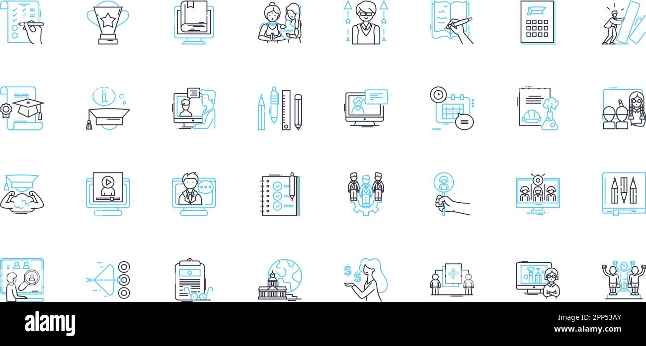 Internet Lecture linear icons set. Connectivity, Streaming, Webinars, E ...
