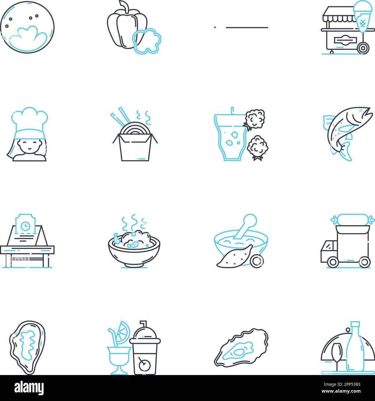 Nourishment field linear icons set. Nutrients, Greens, Proteins ...