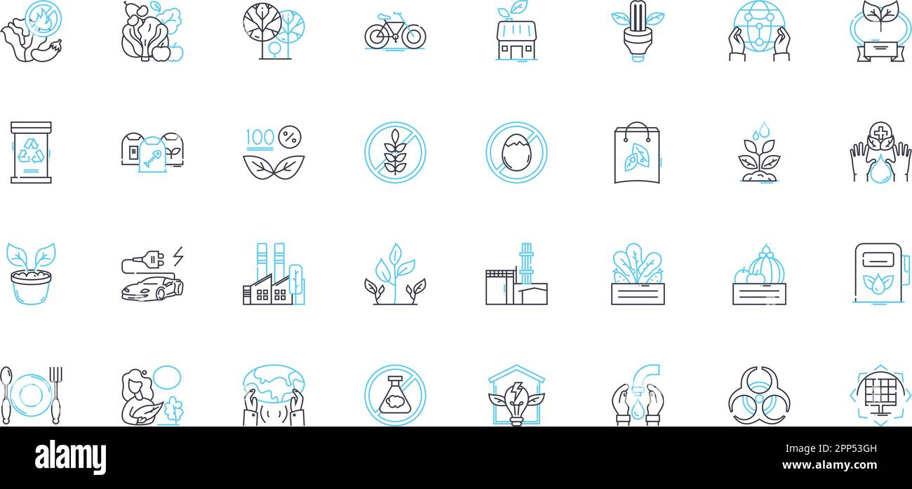 Sustainable energy linear icons set. Solar, Wind, Hydro, Biofuel ...