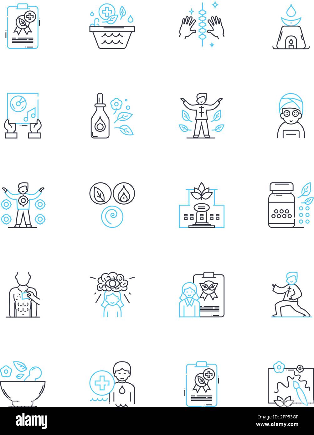 Holistic healing linear icons set. Mindfulness, Reiki, Energy ...