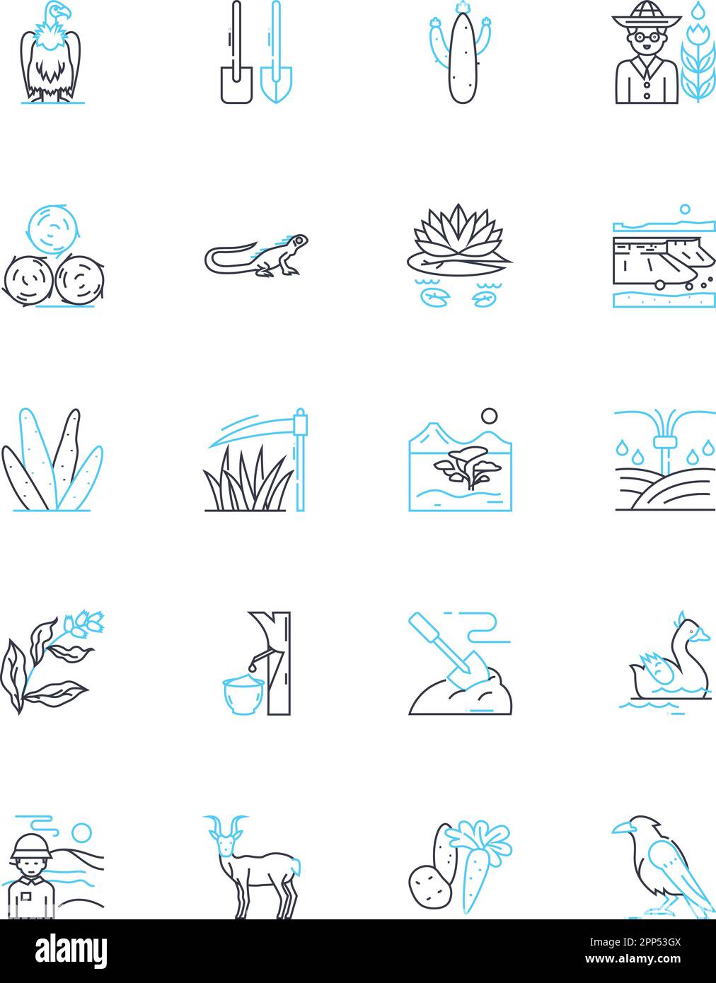 Horticulture Linear Icons Set Cultivation Harvesting Propagation