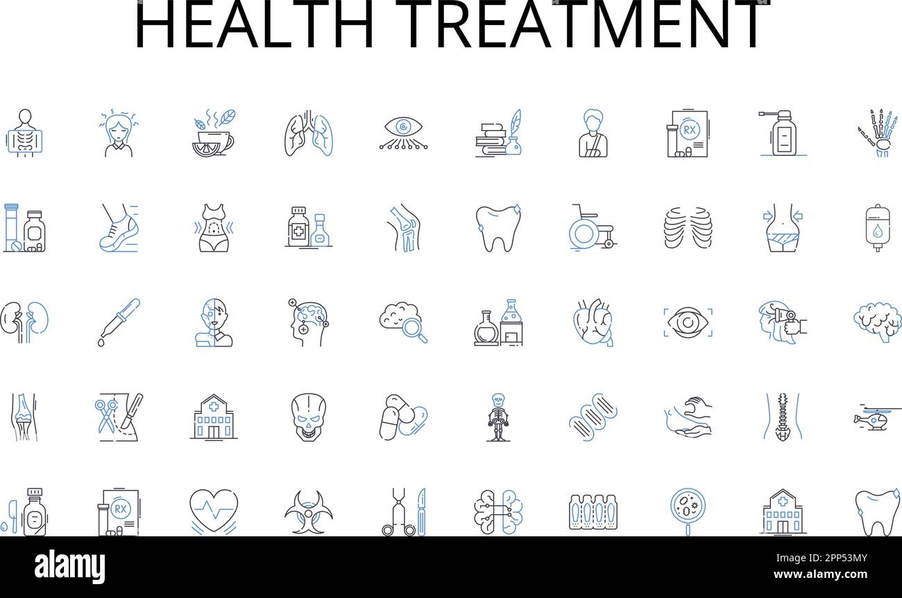 Health treatment line icons collection. Leadership, Teamwork ...