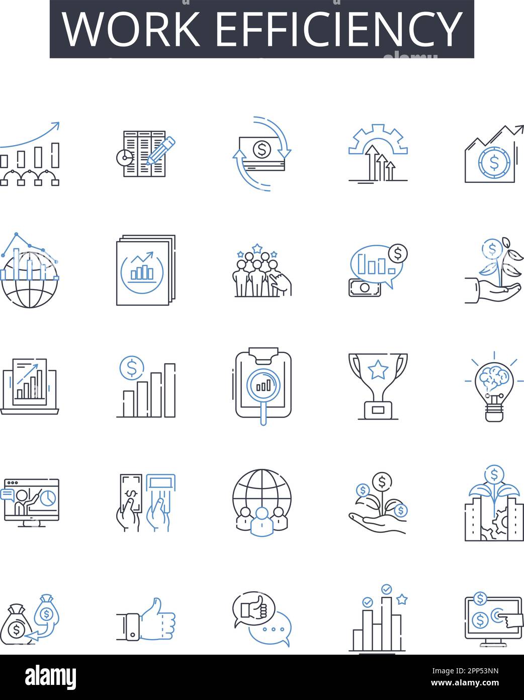 Work efficiency line icons collection. Time management, Productivity ... Work efficiency line icons collection. Time management, Productivity ...