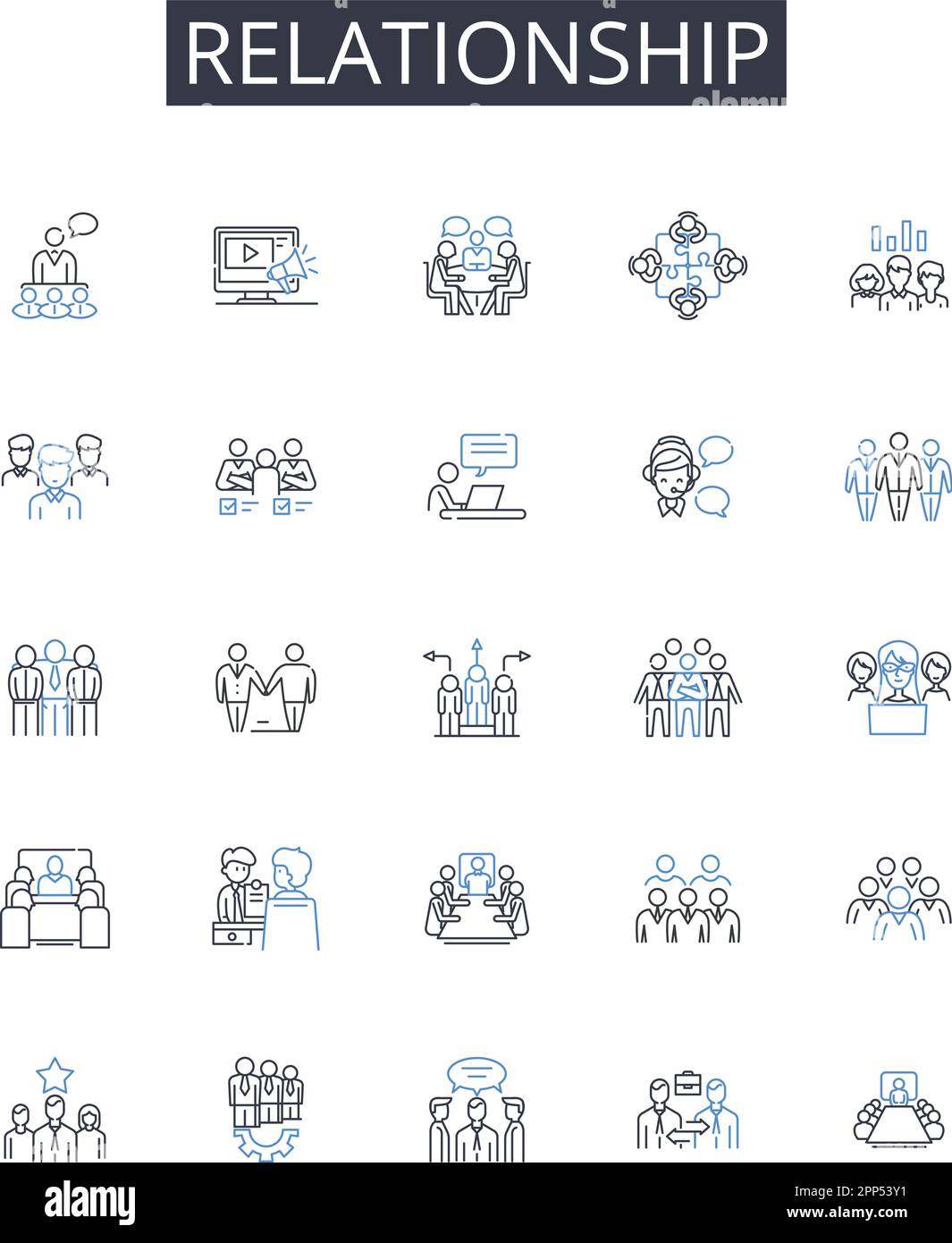 Relationship line icons collection. Friendship, Kinship, Partnership, Collaboration, Connection ...
