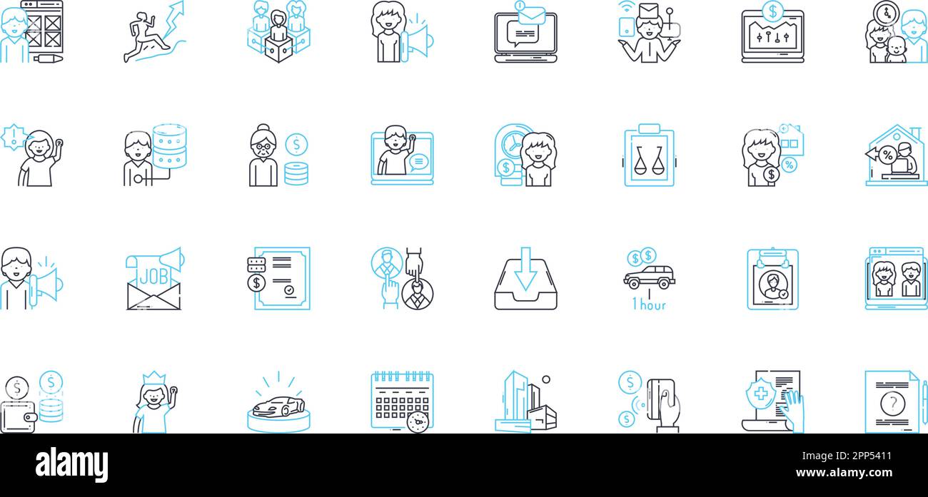 Staff linear icons set. Team, Personnel, Manpower, Employees, Workers ...