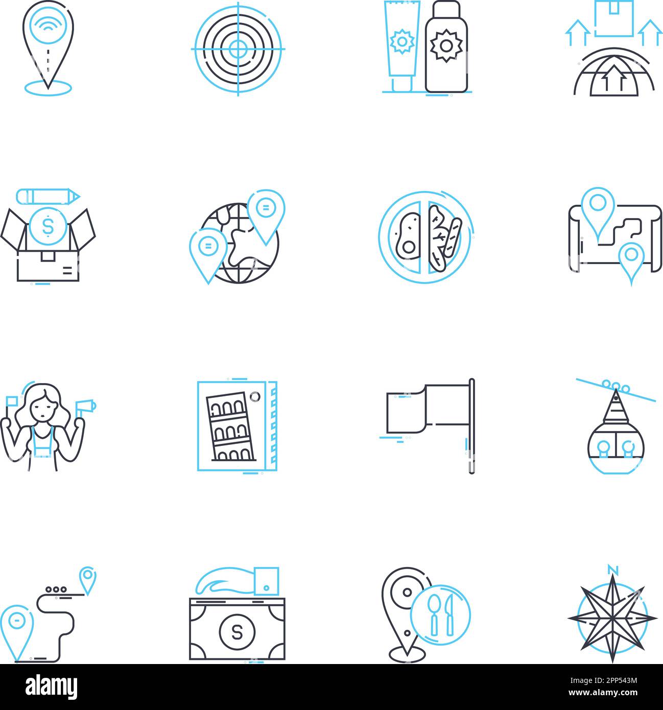 Transnational shipping linear icons set. Logistics, Cargo, Freight ...